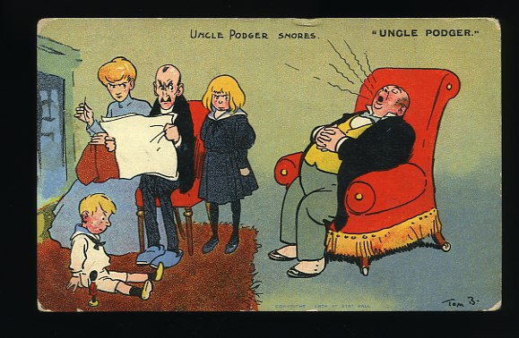 Uncle Podger Snores - Tom Browne Comic - Days Past Old Picture Postcards